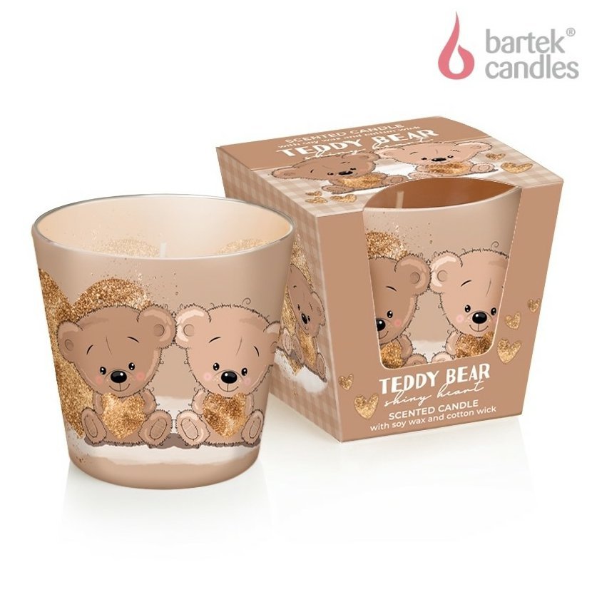 BARTEK CANDLES Svíčka ve skle Teddy Bear - Shiny heart 115g